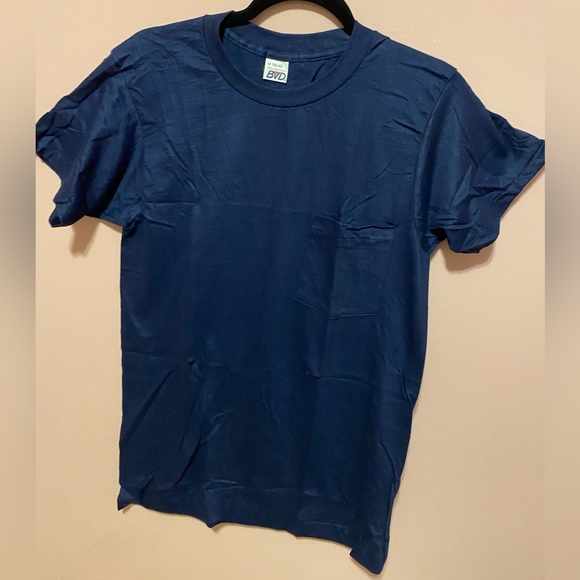 Bvd | Shirts | Vintage Bvd Blank Reinforced Pocket Tshirt Navy Blue | Poshmark